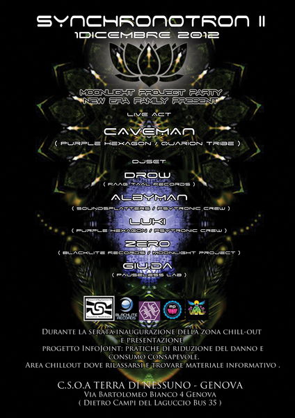 SYNCHRONOTRON II MOONLIGHT PROJECT PSYTRANCE PARTY · 1 Dec 2012 · Genova (Italy) · goabase ॐ ...