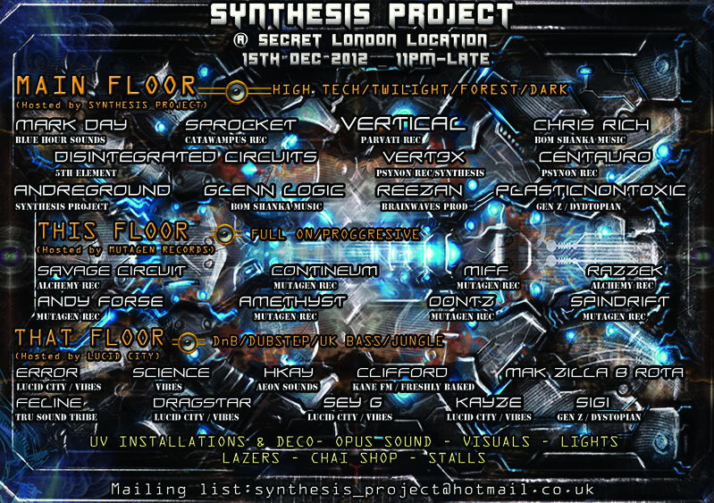 SYNTHESIS PROJECT ★★ · 15 Dec 2012 · LONDON (United Kingdom) · goabase ...