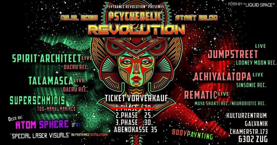 Psychedelic Revolution ┅ ⑅ ┅ · 3 Dec 2022 · Zug (Switzerland) · goabase ...
