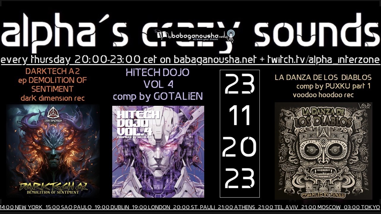alpha.s crazy sounds: DARKTECH A2 ep,va HITECH DOJO 4,va LA DANZA DE LOS DIABLOS · 23 Nov 2023 ...