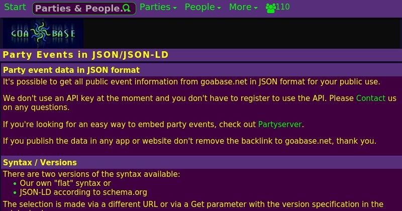 Party data as JSON/JSON-LD · goabase ॐ parties and people