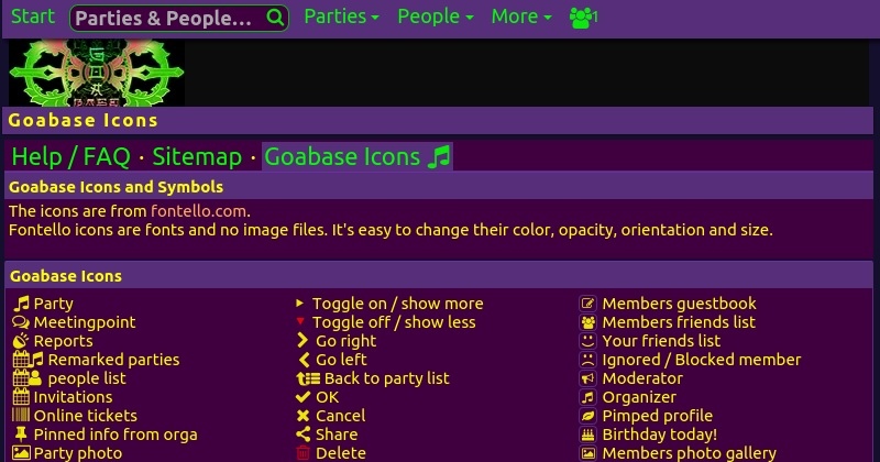 Goabase Icons · goabase ॐ parties and people